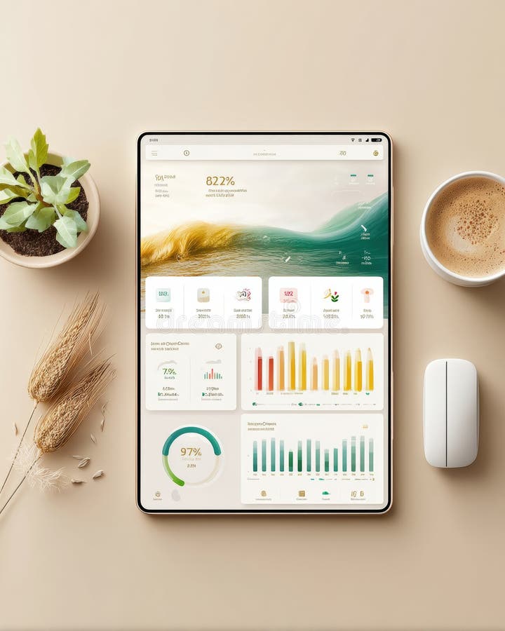 Innovative Tablet Displaying Dashboard for Net Zero and Carbon ...