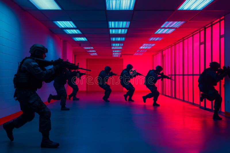 A Tactical Response Team Moves Strategically in a Futuristic Setting ...