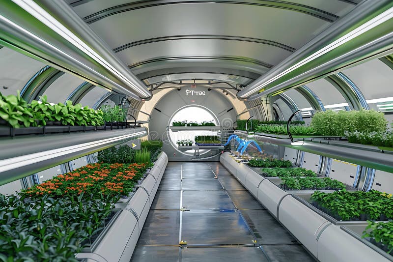 Futuristic Indoor Hydroponic Farming System with LED Lighting Stock ...