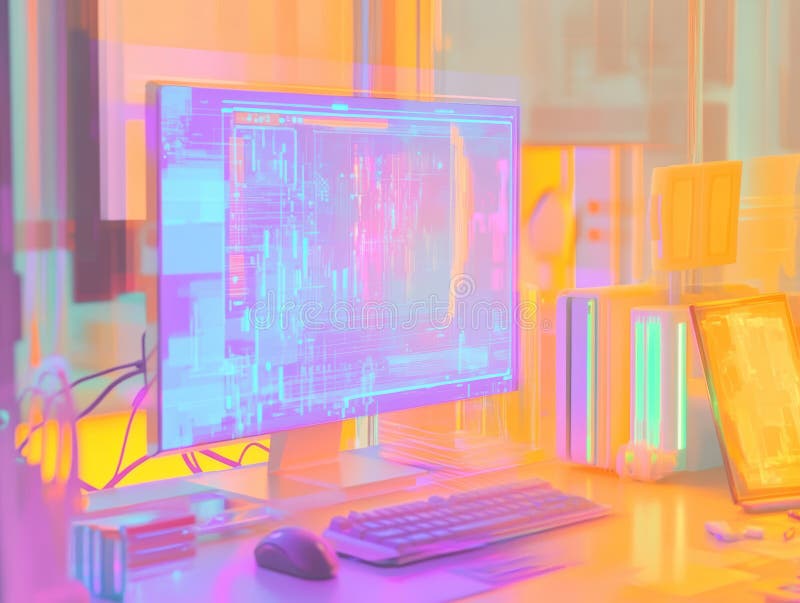 The Image Showcases a Technology-focused Office Setting, Featuring Two ...