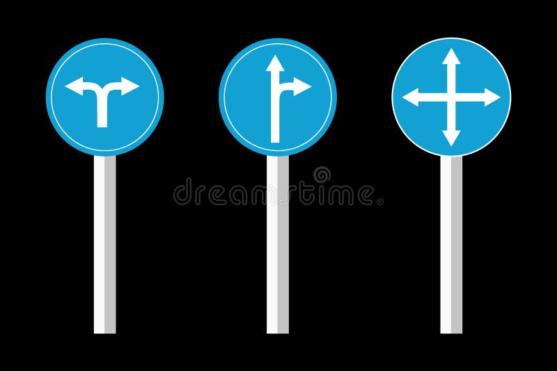 Traffic Road Signs Arrow Indicating Different Directional Options ...