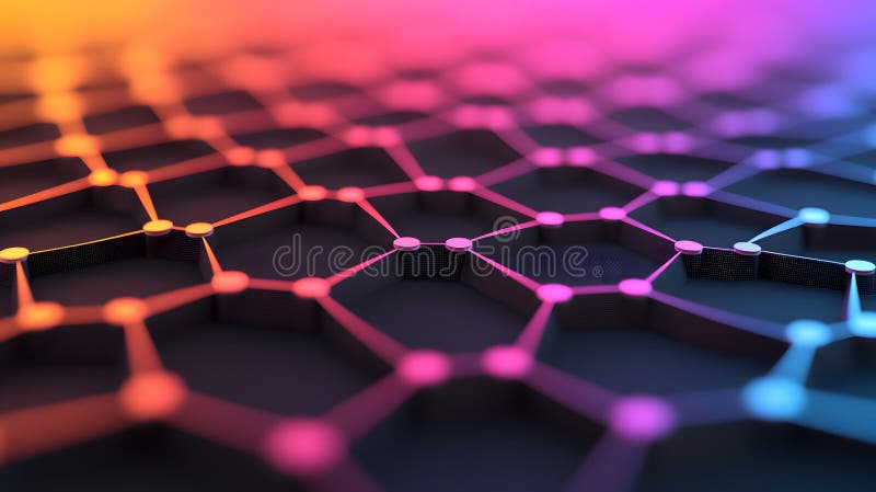 A Vivid and Dynamic Representation of a Hexagonal Grid in Vibrant Neon ...