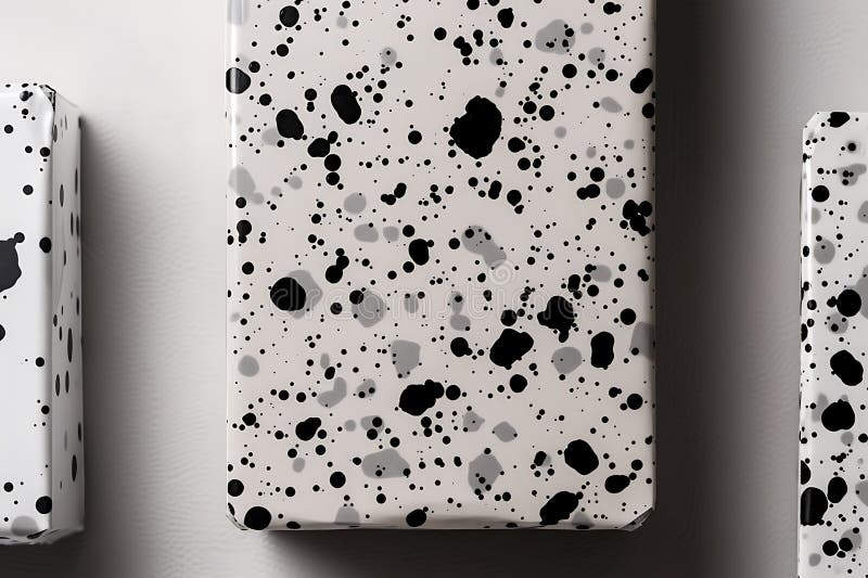Three Stylish Rectangular Boxes with Black and White Spattered Design ...