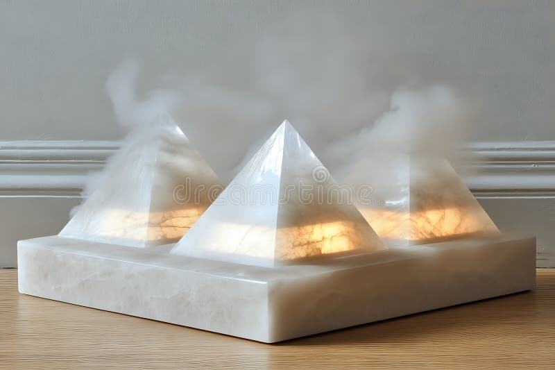 Illuminated Pyramids with Steam Stock Illustration - Illustration of ...