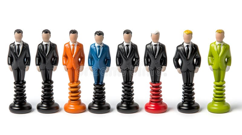 Tiny Figures Representing Teamwork in Modern Office Setting Stock ...