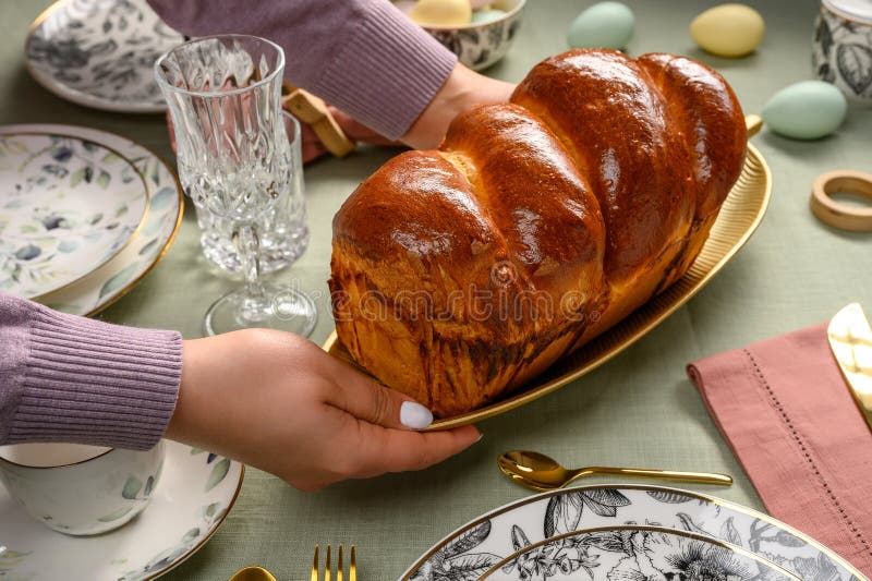 Cozonac - Traditional Easter Sweet with Nuts and Cacao with Easter ...