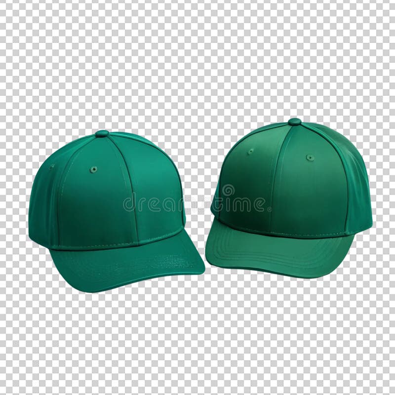 Two Vibrant Emerald Green Baseball Caps, Ready for Customization. Stock ...