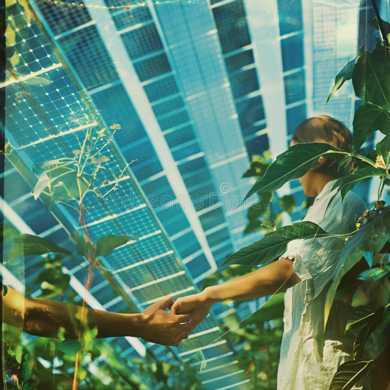 Sustainable Connection Under Solar Panels Stock Illustration ...