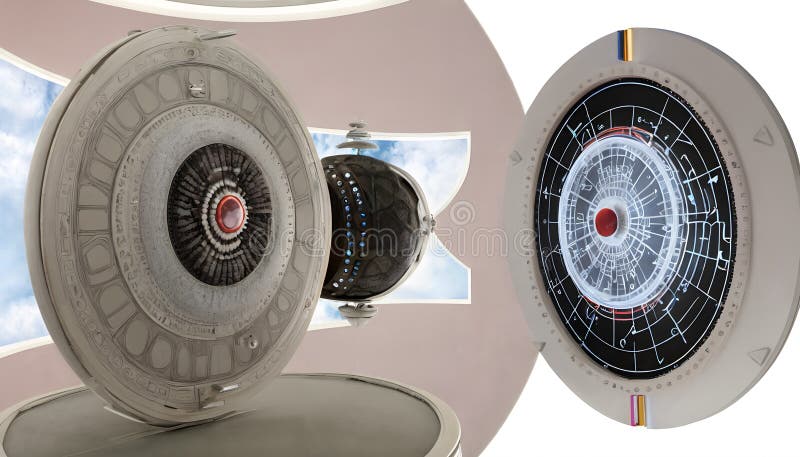 Futuristic Circular Devices with Intricate Designs and Digital ...
