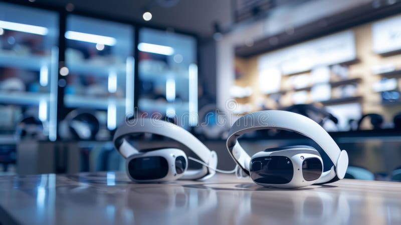 Modern Virtual Reality Headsets on Display in a High-Tech Store ...