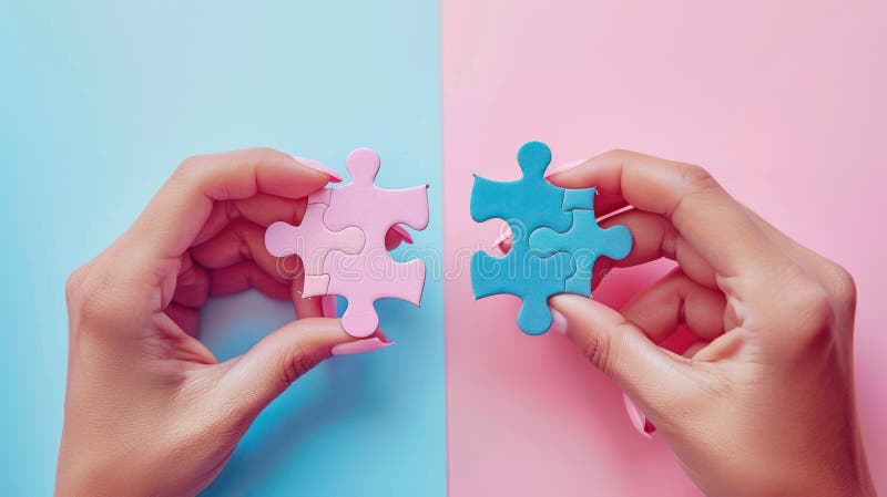 Problem-Solving Duo: Two Puzzles Held by Female Hands Stock ...