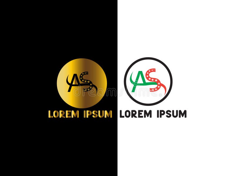 Modern AS Logo Design in Gold and Green Stock Vector - Illustration of ...