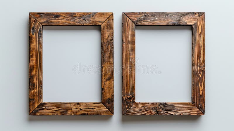 Two Vertical Wooden Mockup Frames Stock Image - Image of presentation ...