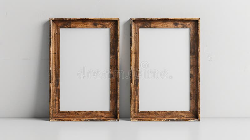 Two Vertical Wooden Mockup Frames Stock Image - Image of wooden, mockup ...