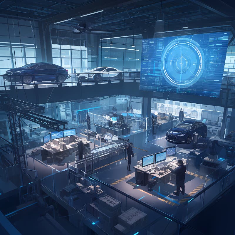 Futuristic Tech Workshop - Automated Manufacturing Plant Stock ...
