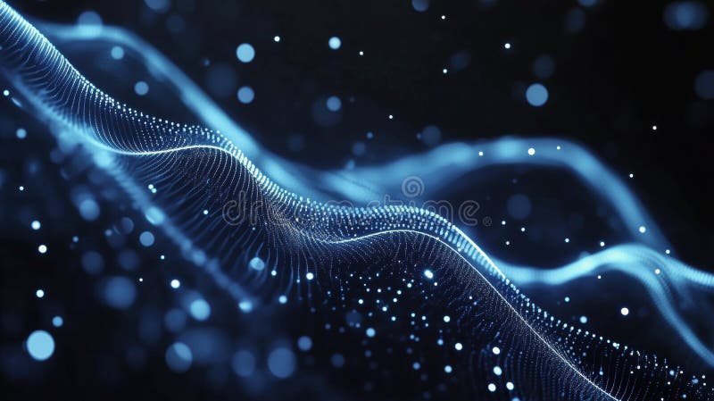 Ethereal Wave Patterns Illuminated by Shimmering Blue Particles in a ...