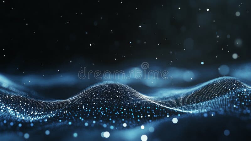 Ethereal Wave Patterns Illuminated by Shimmering Blue Particles in a ...