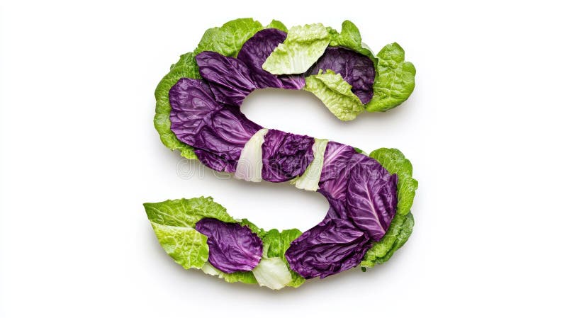 Lettuce and Red Cabbage Vegetable Letters Isolated on White Background ...