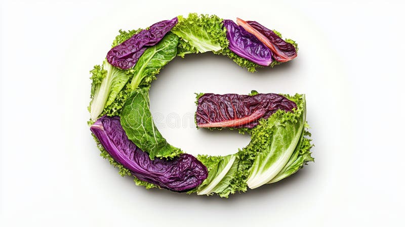 Lettuce and Red Cabbage Vegetable Letters Isolated on White Background ...