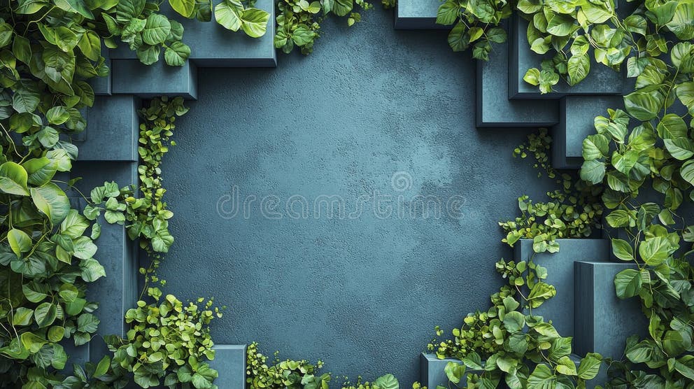 Greenery Enclosed Space with Multi-Layered Design Stock Illustration ...