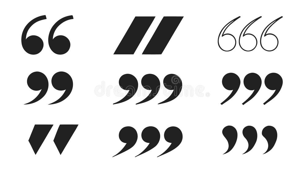 Illustration of Various Quotation Marks, Representing Different Styles ...