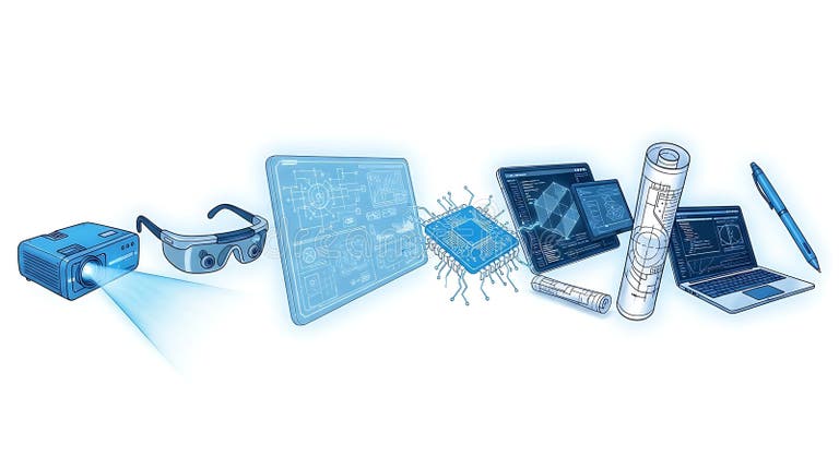 Engineering Technologies and Blueprint Conceptual Design on a White ...