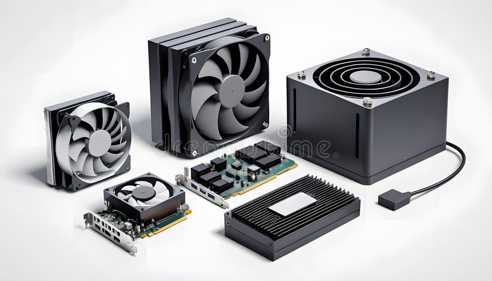 AI-Generated Computer Cooling Components Stock Photo - Image of gadget, high: 385315418