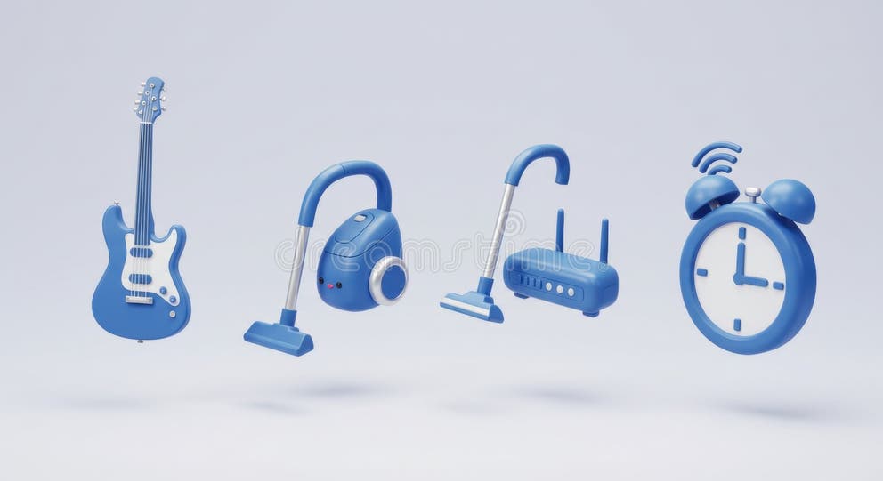 Blue 3D Objects Floating stock illustration. Illustration of minimalist ...