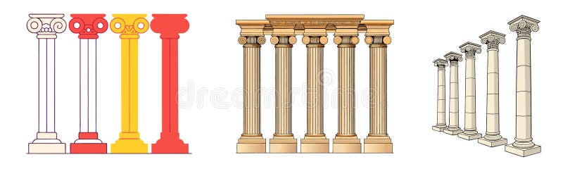 Historic Greek and Roman Column Illustrations. Stock Vector ...