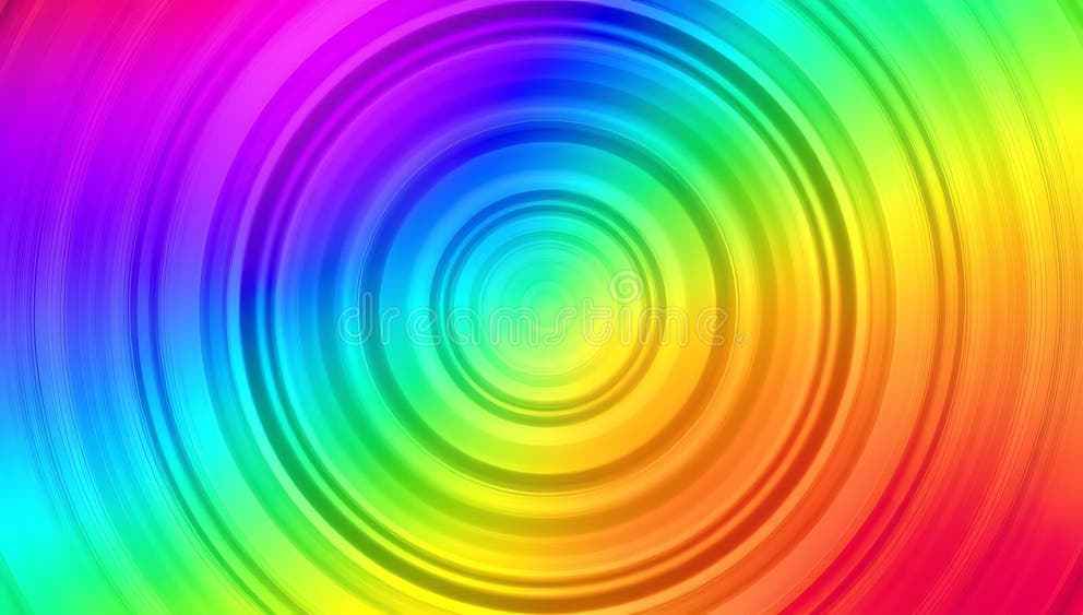 Abstract Rainbow Concentric Circles Swirling Design Stock Illustration ...