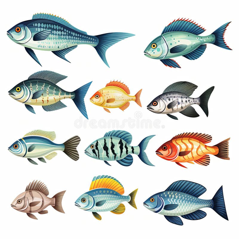 A Colorful Collection of Unique Fish Species Swimming Together in Clear ...
