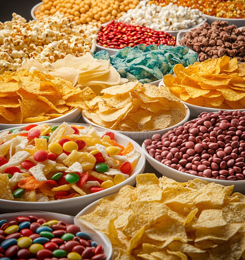 Colorful Snack Assortment in Bowls - Generated Using Ai Stock ...