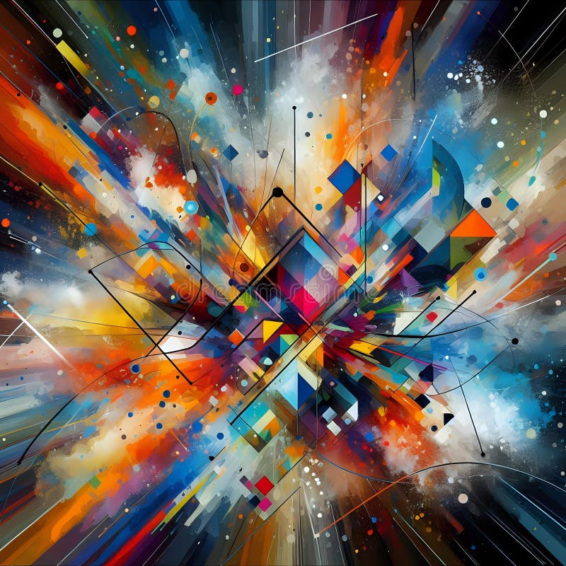 Colorful Abstract Geometric Explosion Stock Illustration - Illustration ...