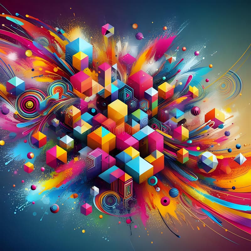 Colorful Abstract Geometric Explosion Stock Illustration - Illustration ...