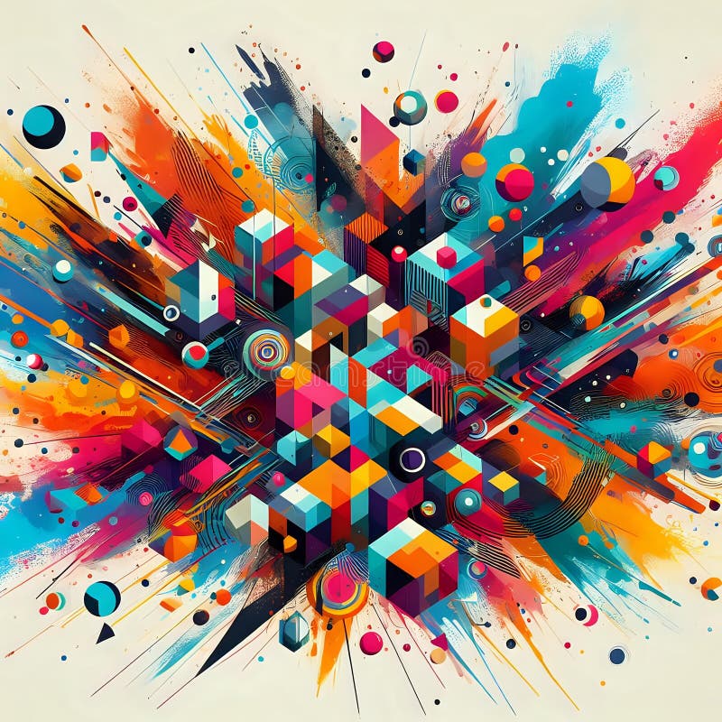 Colorful Abstract Geometric Explosion Stock Illustration - Illustration ...