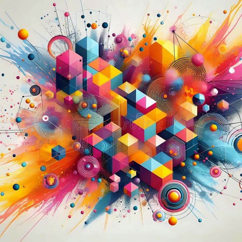 Colorful Abstract Geometric Explosion Stock Illustration - Illustration ...