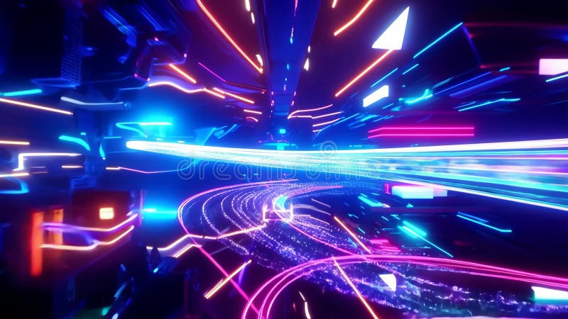 This Image Showcases a Vibrant, Futuristic Environment with Dynamic ...