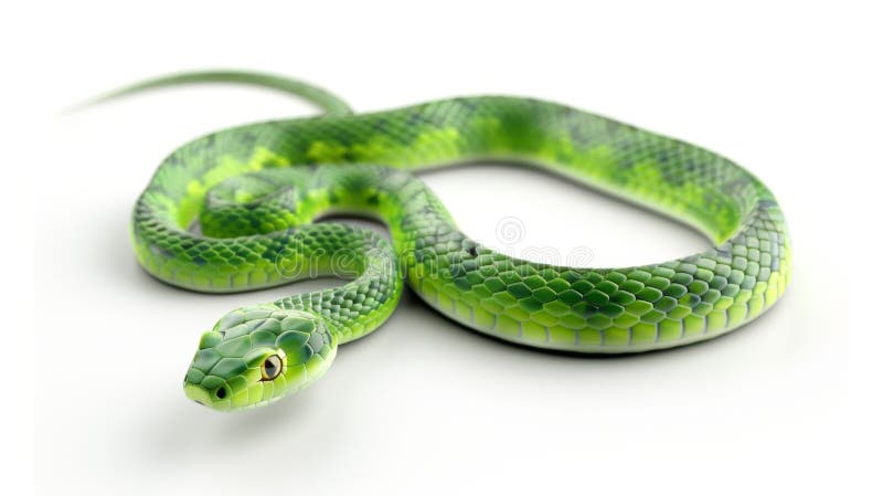 Vibrant Green Snake on White Background, Generative AI Stock ...