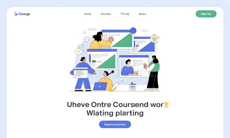 Online Course Platform Landing Page Stock Illustration - Illustration ...