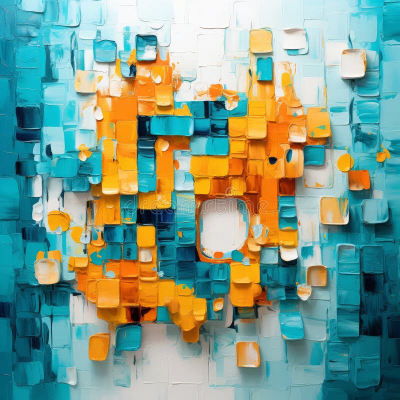 Vibrant Color Block Image in Number 32 Style on Unprimed Canvas Stock ...