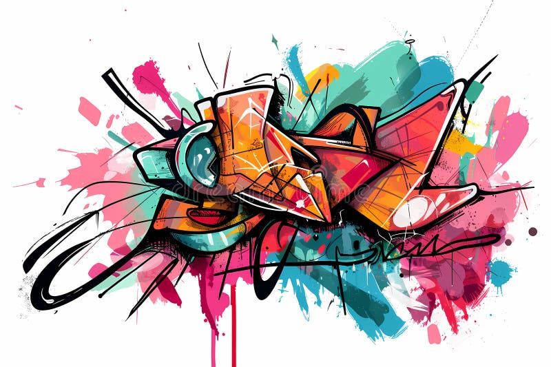 Abstract Graffiti Art with Vivid Colors and Dynamic Shapes Stock ...