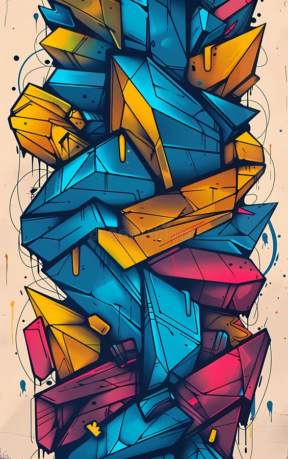 Abstract Graffiti Art with Vivid Colors and Dynamic Shapes Stock ...