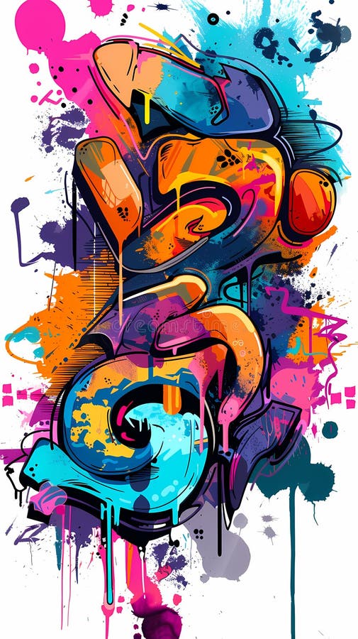 Abstract Graffiti Art with Vivid Colors and Dynamic Shapes Stock ...