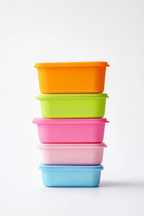 Colorful Stackable Plastic Containers Stock Illustration - Illustration ...