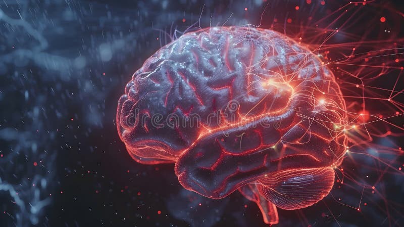 Human Brain Visualization with Vibrant Connections Stock Illustration ...