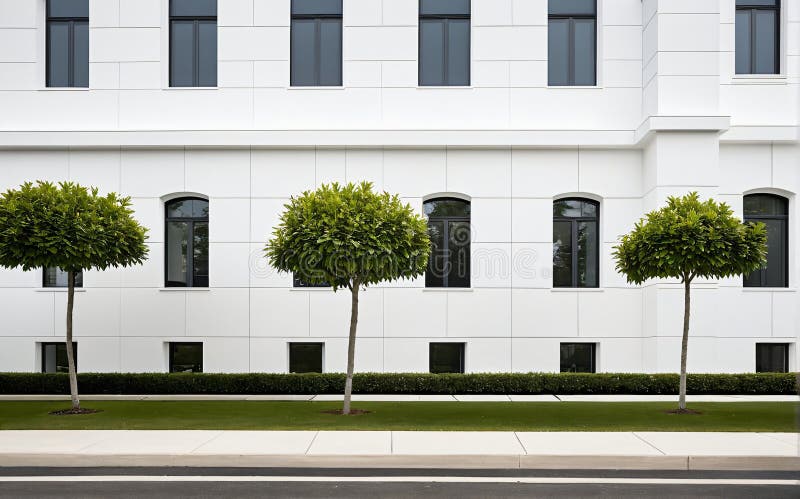 Generated Image of White Facade Street Elevation View Background with ...