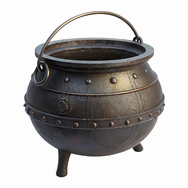 Black Cast Iron Cauldron with Rivets and Handle for Cooking or ...