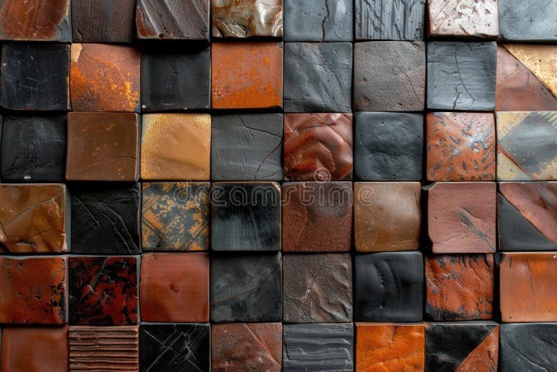 Vintage Rusty Patchwork Motif Tiles on Worn Cement Wall Texture ...