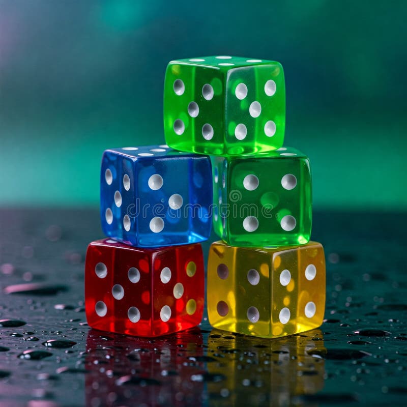 Glossy Translucent Dice in a Stack with Dramatic Lighting Effects Stock ...