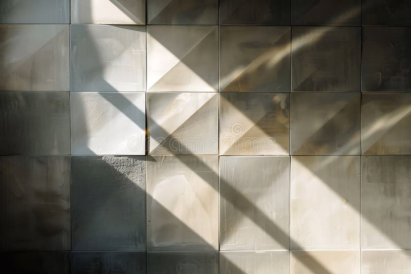 Sunlit Textured Tiles Wall: Architectural Detail Stock Illustration ...